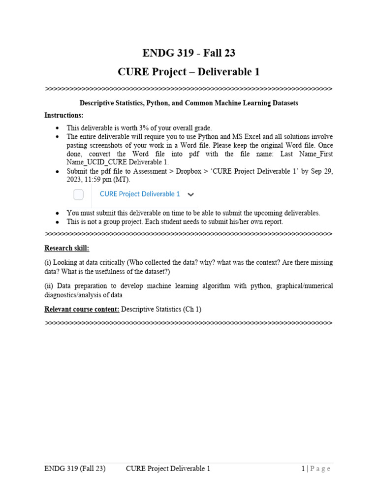 CURE Project Deliverable 1: Python & Stats | PDF | Quartile | Data