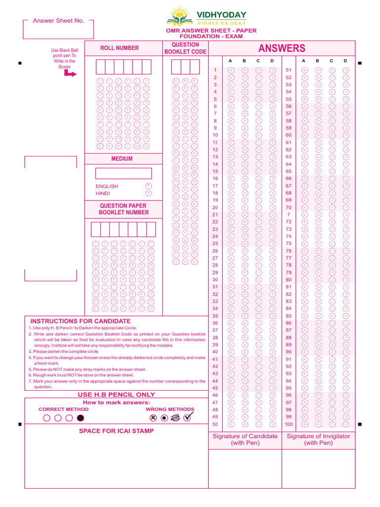 Omr Sheet Format - 231201 - 161108 | PDF