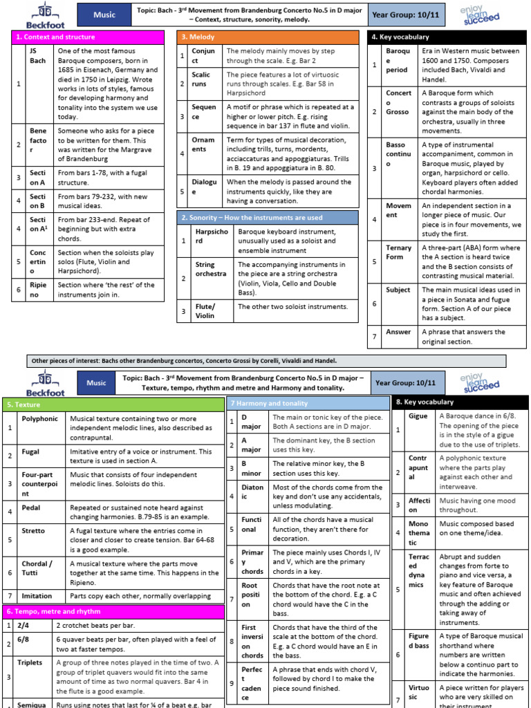 GCSE Bach Brandenburg KO | PDF | Concerto | Johann Sebastian Bach