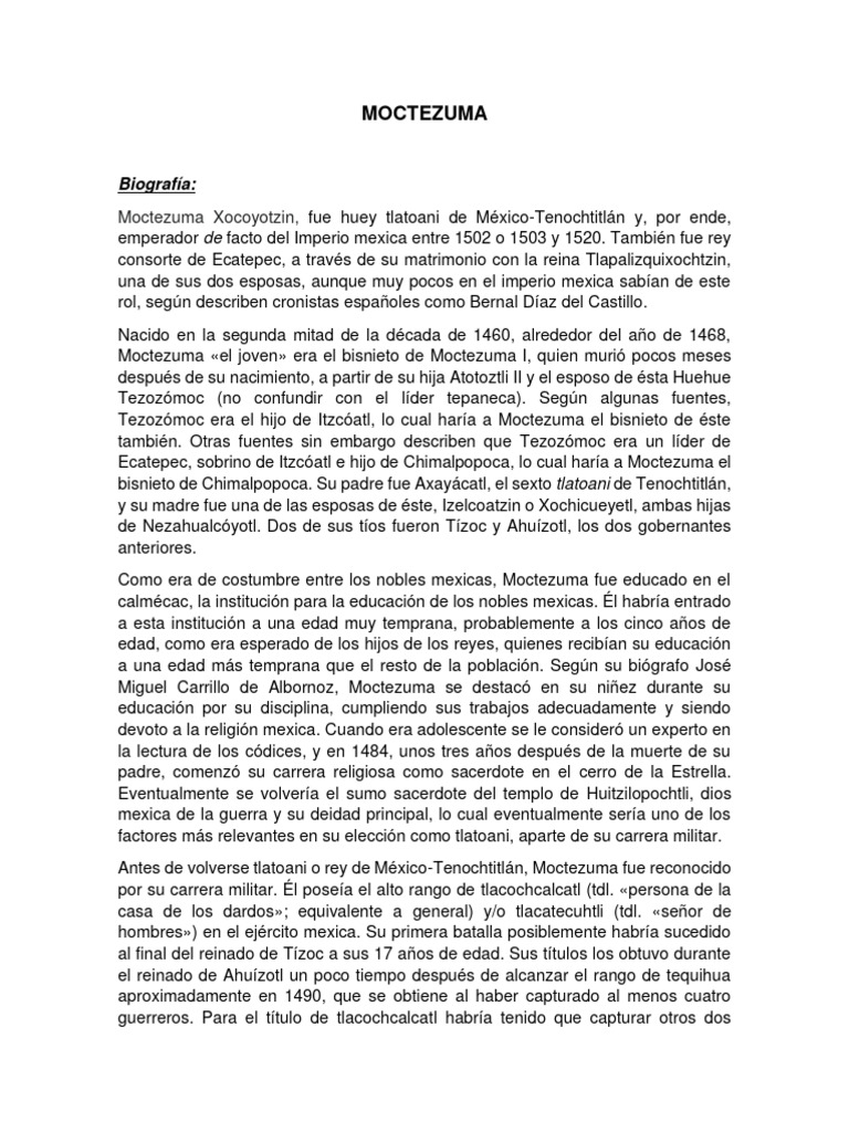 Moctezuma | PDF | Cultura de las Americas | azteca