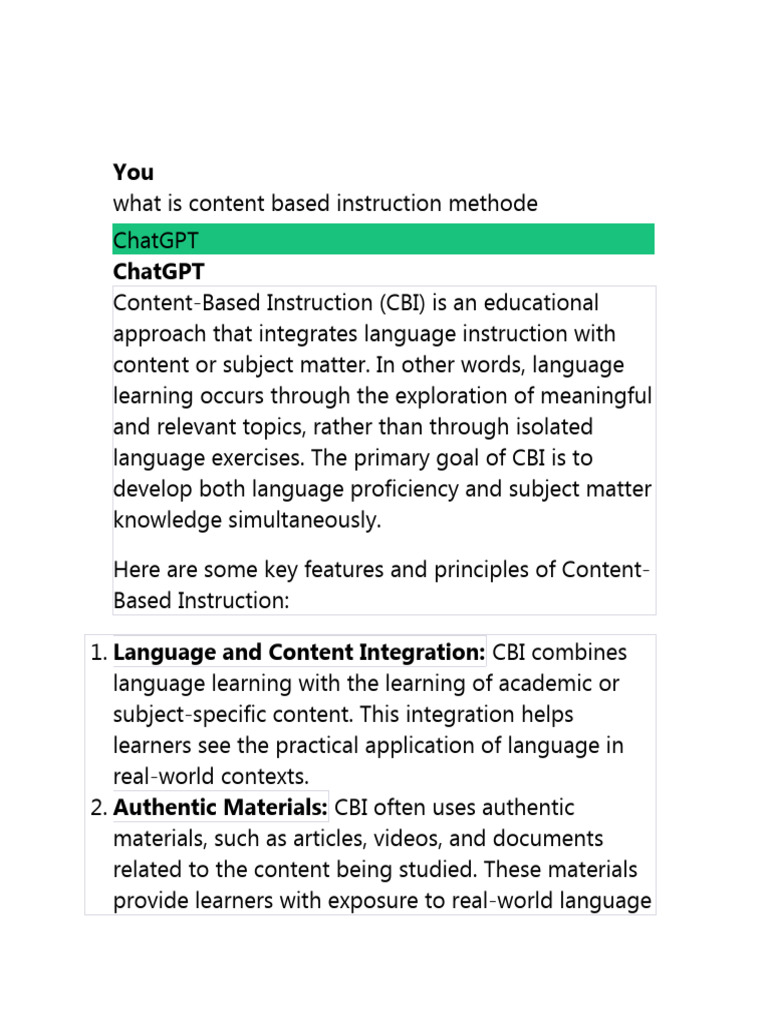 Cbi | PDF | Learning | Applied Linguistics