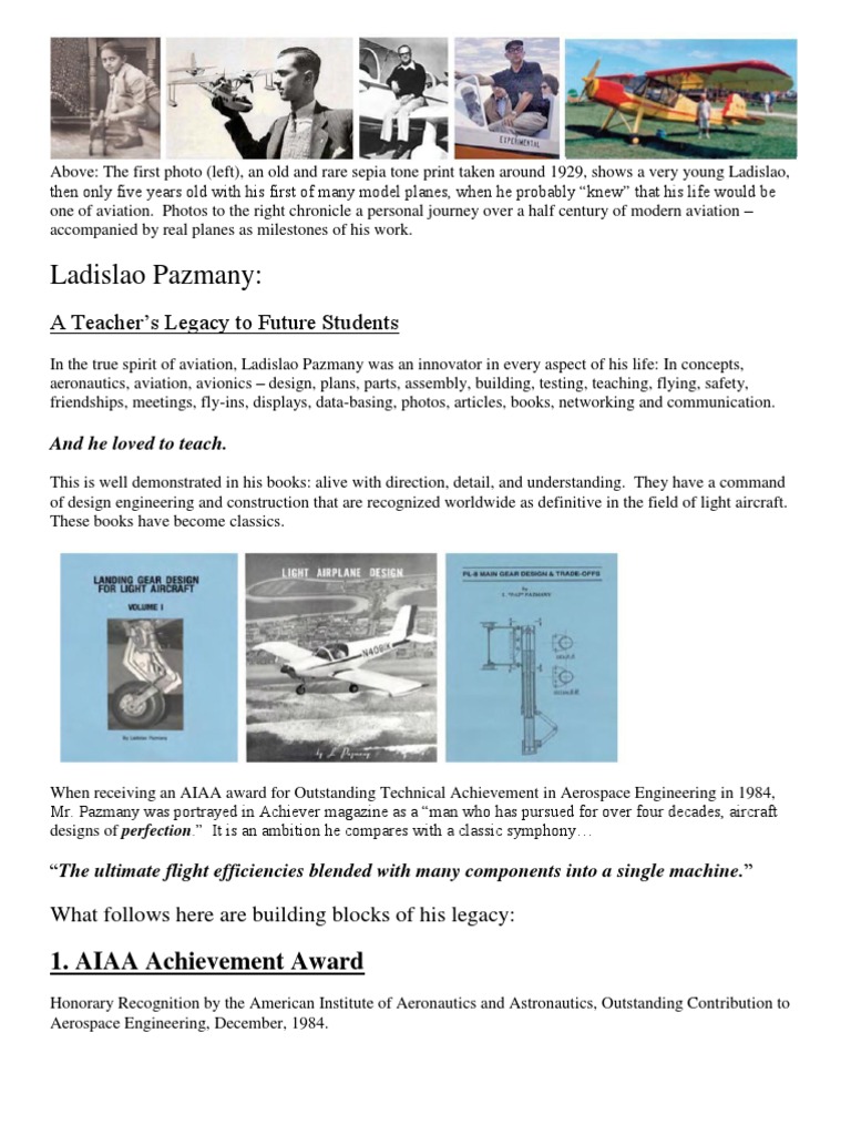 Pazmany's Profile | PDF | Experimental Aircraft Association | Industries