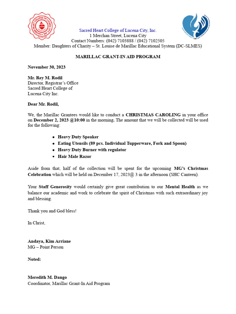 Caroling Letter To Registrars AVRC Clinic AGSO | PDF | Health Care