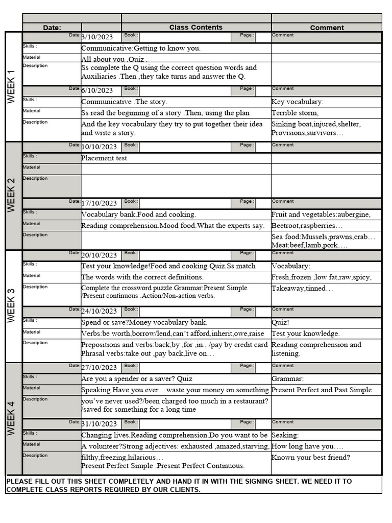 Class Notes B2 October Pdf Languages Foreign Language Studies