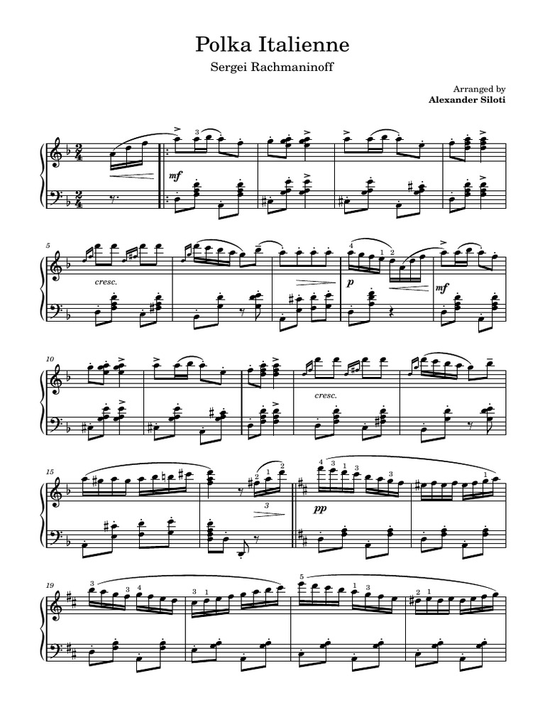 Polka Italienne Sergei Rachmaninoff | PDF