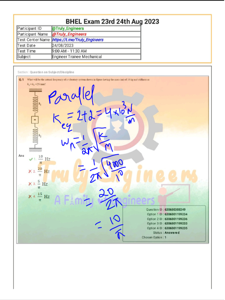 BHEL ET 2023 Mech Paper | PDF