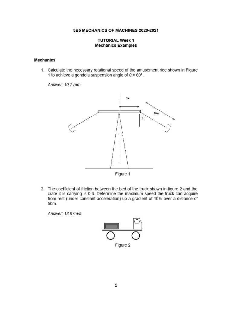 3B5 Tutorial Week 1 - Mechanics Examples 1 | PDF | Teaching Methods ...