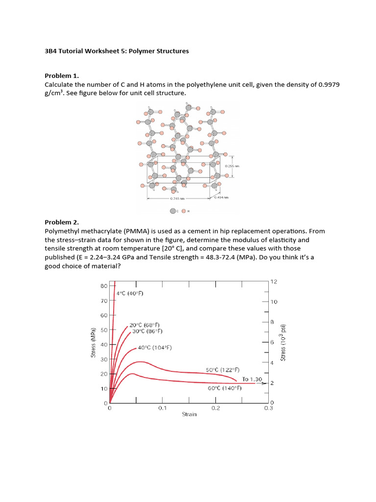 Worksheet 5 (Polymers) With Solutions | PDF | Viscoelasticity | Deformation (Engineering)