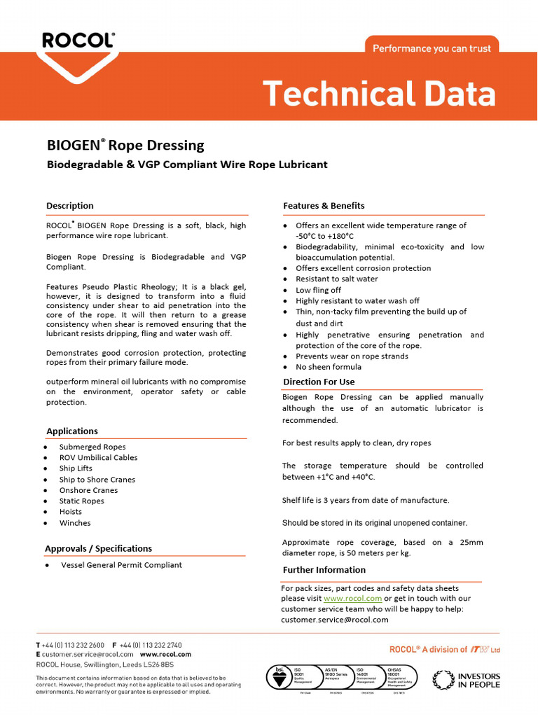 Biogen Rope Dressing - GB | PDF | Rope | Lubricant