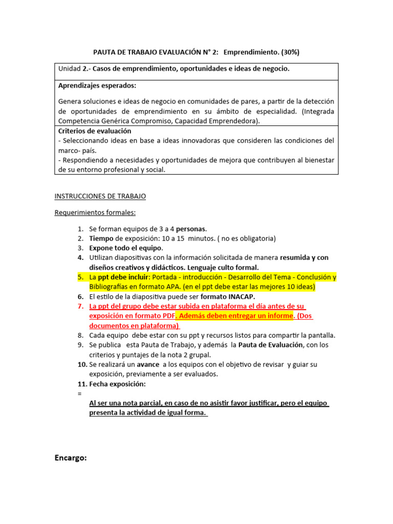 Evaluación 2 Emprendimiento Pdf Iniciativa Empresarial Evaluación