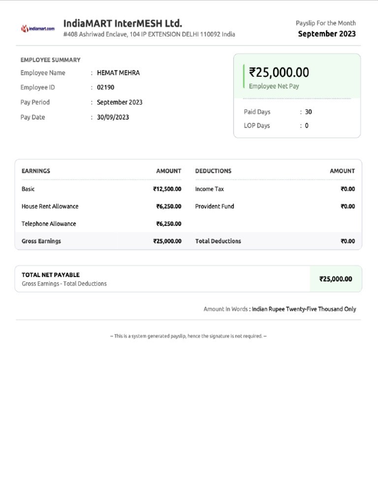 3 Months Salary Slip | PDF