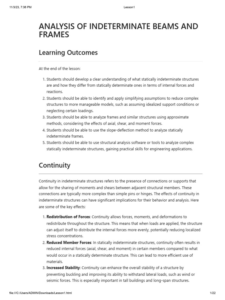 Analysis of Indeterminate Beams and Frames | PDF | Structural Analysis | Beam (Structure)