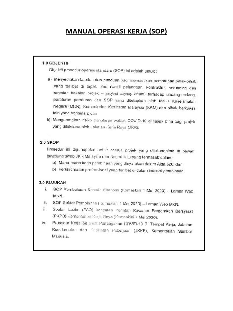 Manual Operasi Kerja | PDF
