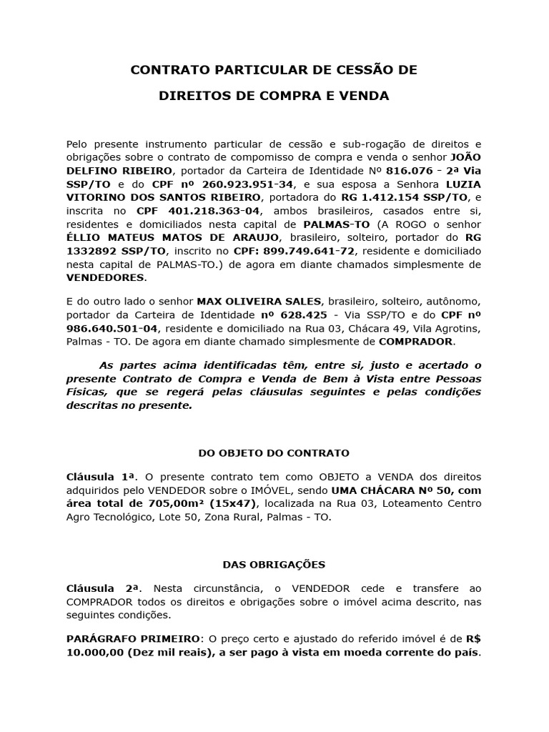 Modelo Cessao De Direito Max Pdf
