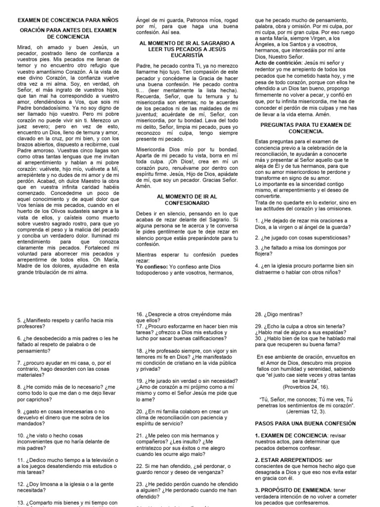 Examen de Conciencia para Niños | PDF | Pecado | Oración