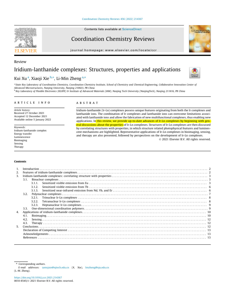 CCR Ir LN Complex | PDF | Coordination Complex | Lanthanide
