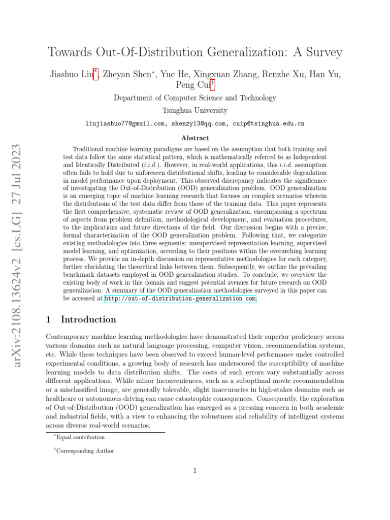 Towards Out Of Distribution Generalization A Survey Arxiv 2108 13624