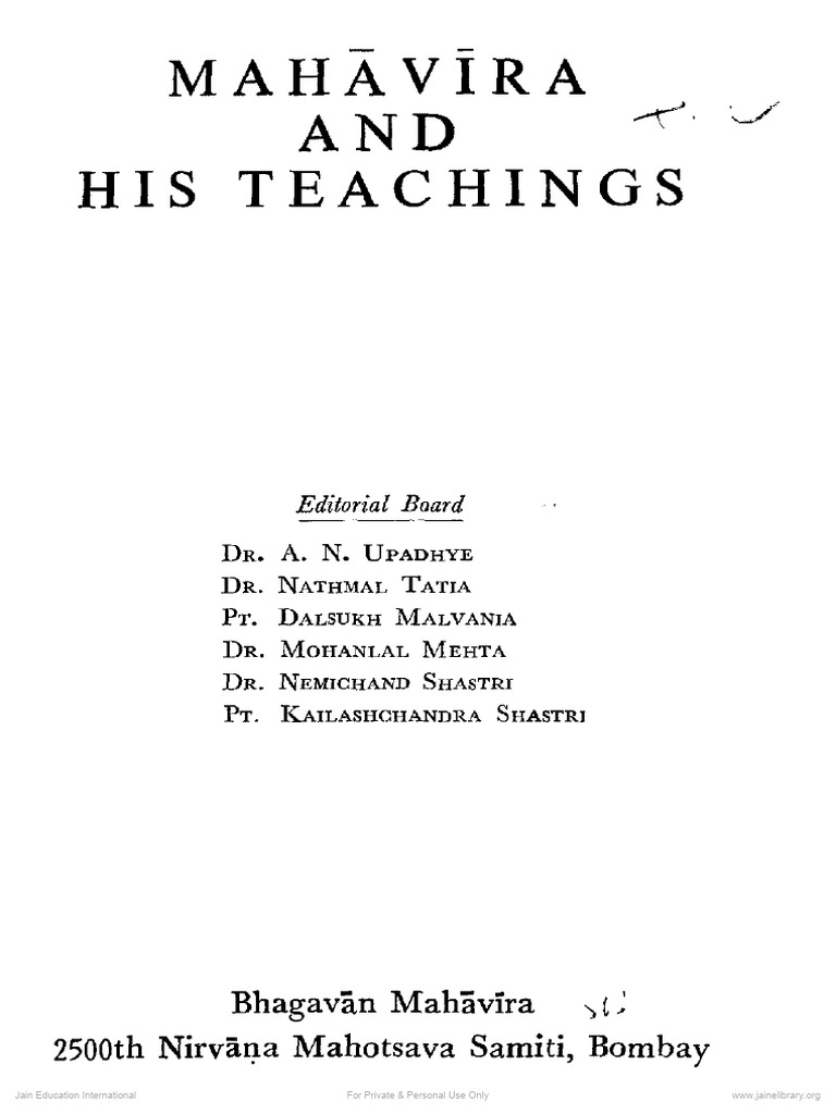 Mahavir and His Teaching 008019 STD | PDF | Religious Faiths ...