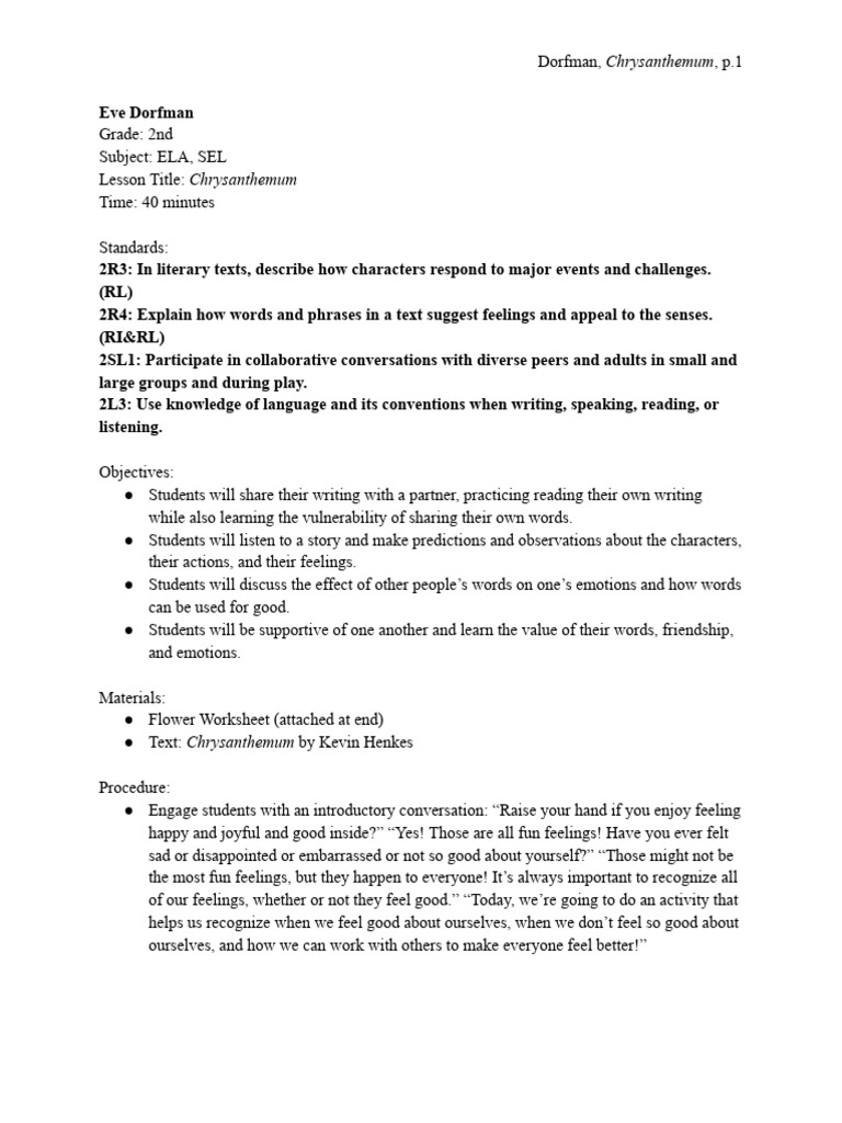 Sel Lesson Plan Ela | PDF | Feeling | Cognition