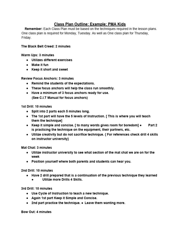 Class Plan Outline | PDF