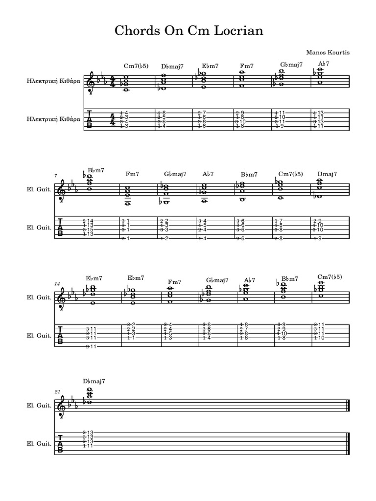 Chords On CM Locrian Scale | PDF