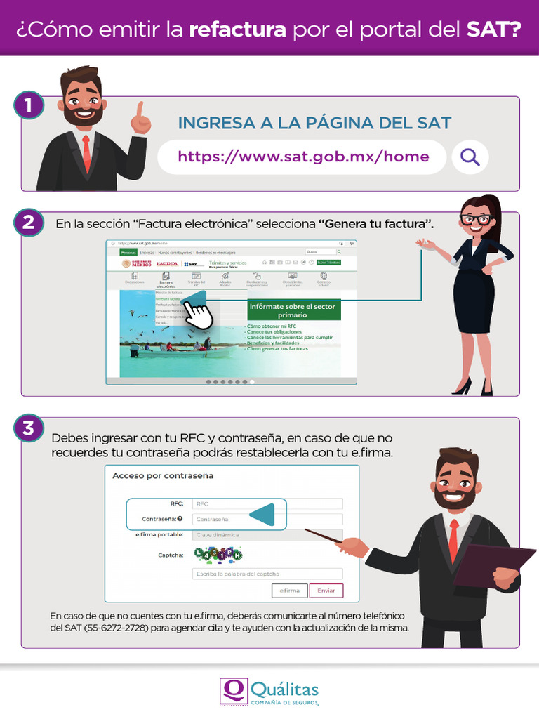 GUIA Cómo Emitir La Refactura Por El Portal Del SAT | PDF | Factura ...