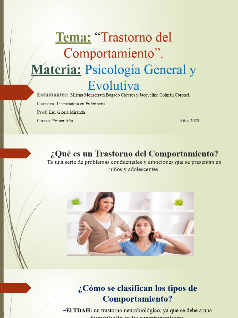 Trastorno Del Comportamiento Presentación | PDF