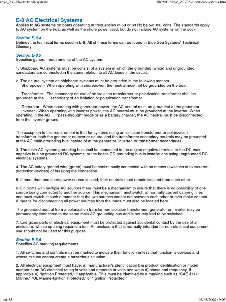 ABYC E-8 AC Electrical Systems Guide | PDF | Alternating Current | Ac ...