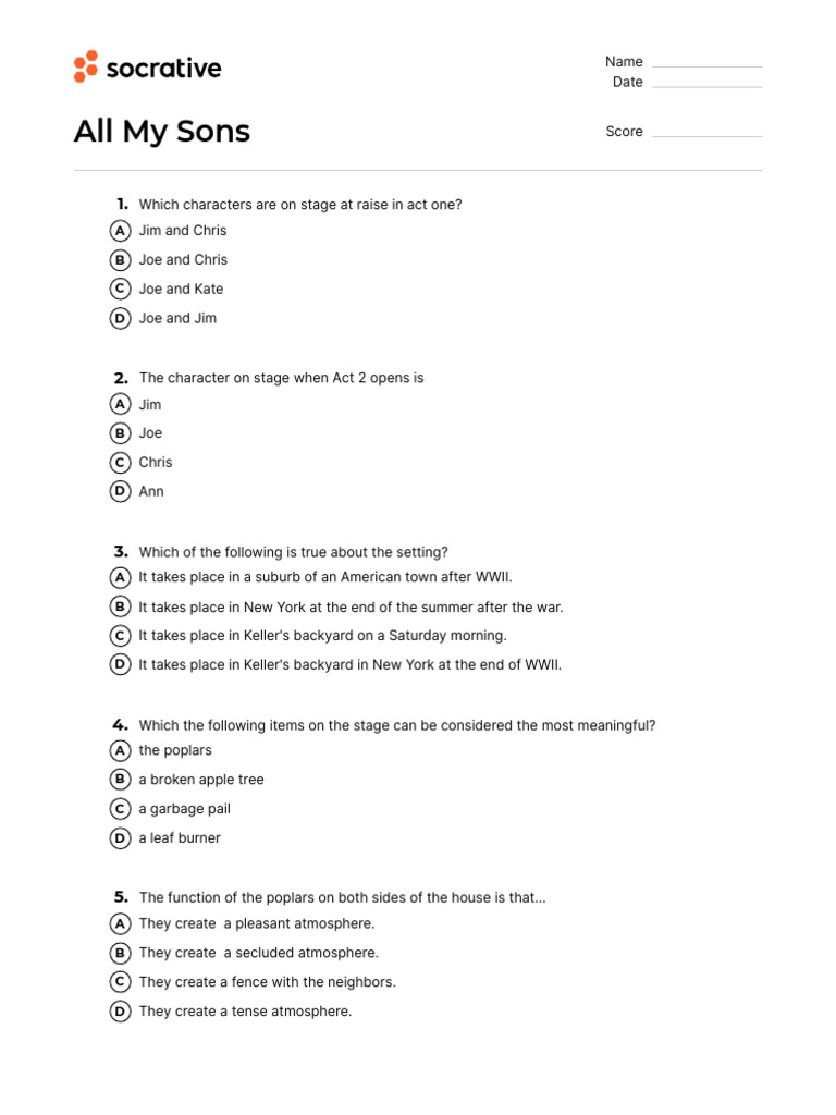 Quiz - All My Sons | PDF