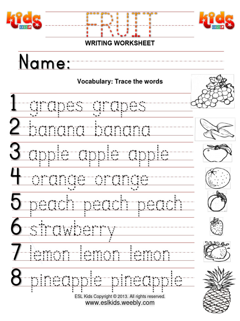Fruit Writing Practice | PDF