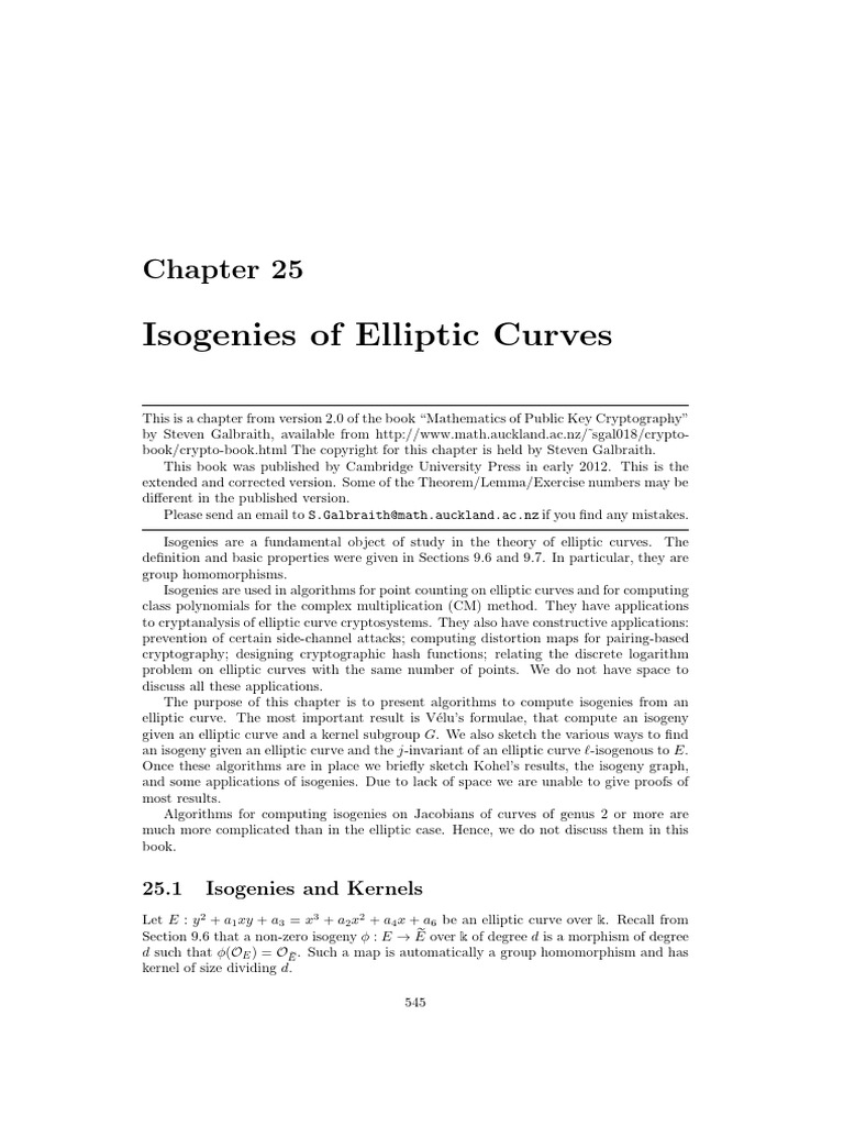 Ch25 Isogeny Avec Exaple Pdf Cryptography Algebra