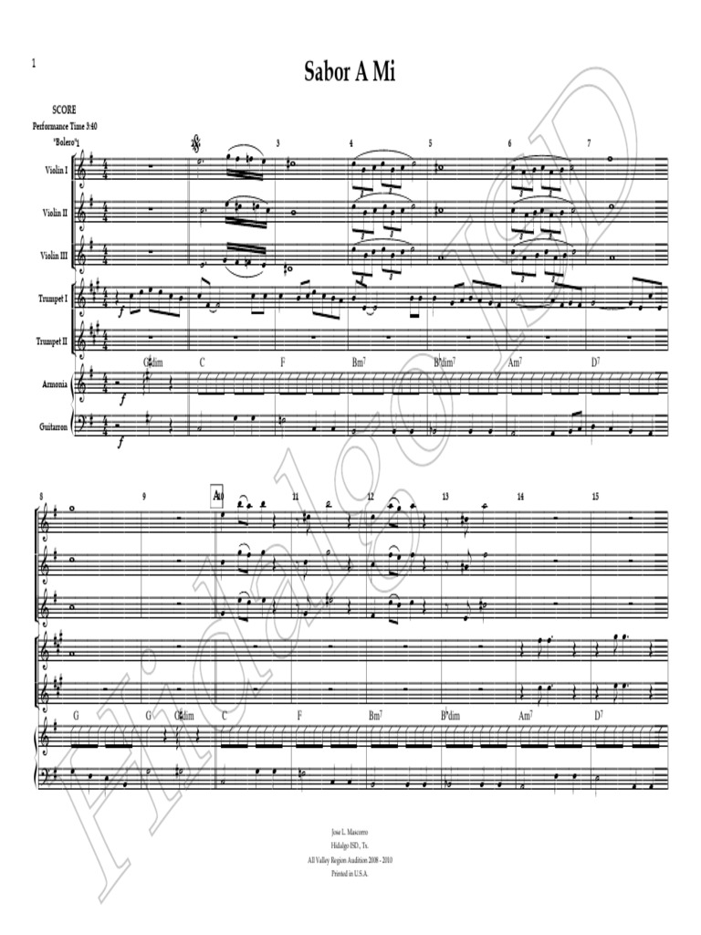 Sabor A Mí - Score | PDF