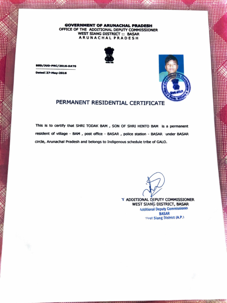 Permanent Residental Certificate | PDF