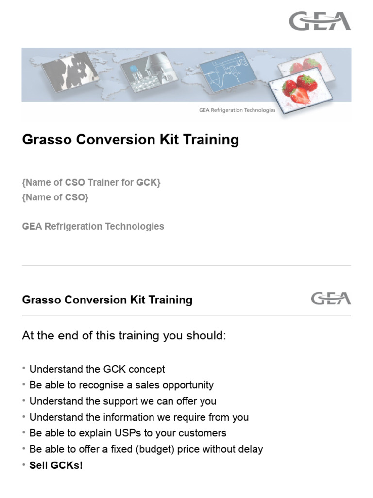 GEA Grasso Conversion Kit Training Guide | PDF | Refrigeration | Equipment