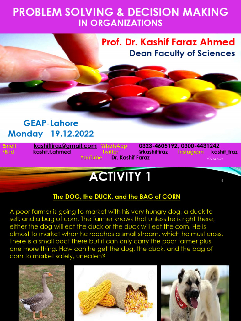 19.12.2022 Problem Solving & Decision Making by DR - Kashif Firaz Ahmad ...