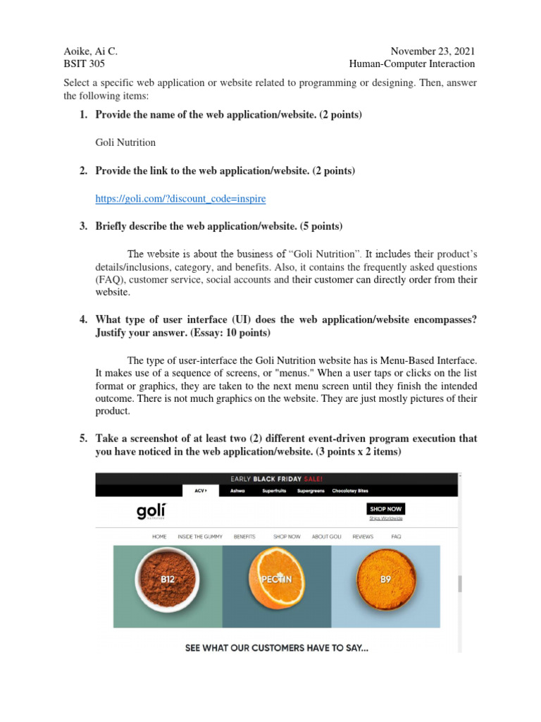 Aoike Ai C. (BSIT305 HCI) - Task Performance Midterm | PDF | User Interface | Human–Computer ...