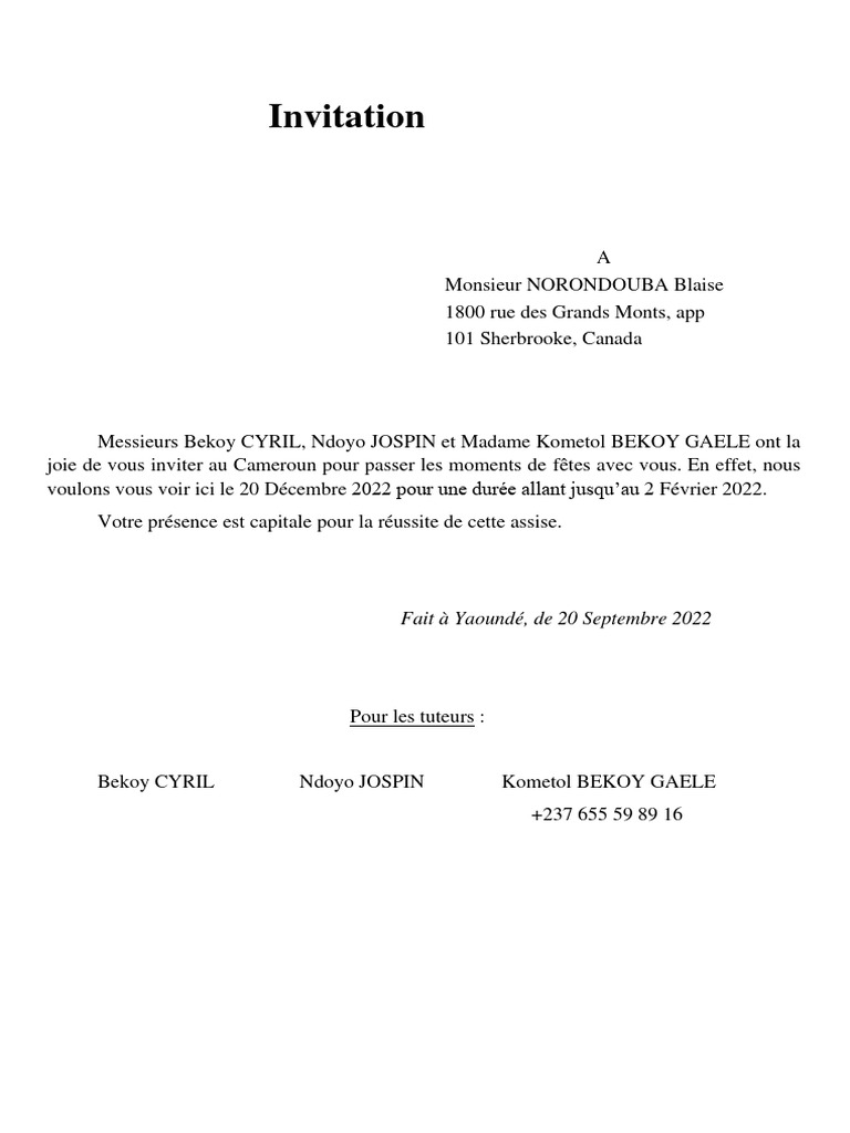 Lettre Invitation | PDF