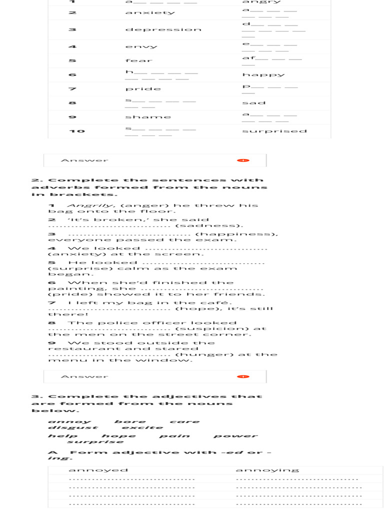 English Word Skills Exercises For B1 Word Families English Practice | PDF | Adjective | Adverb