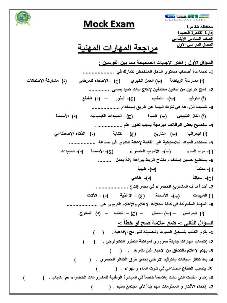 Mock Exam g6 c1 | PDF