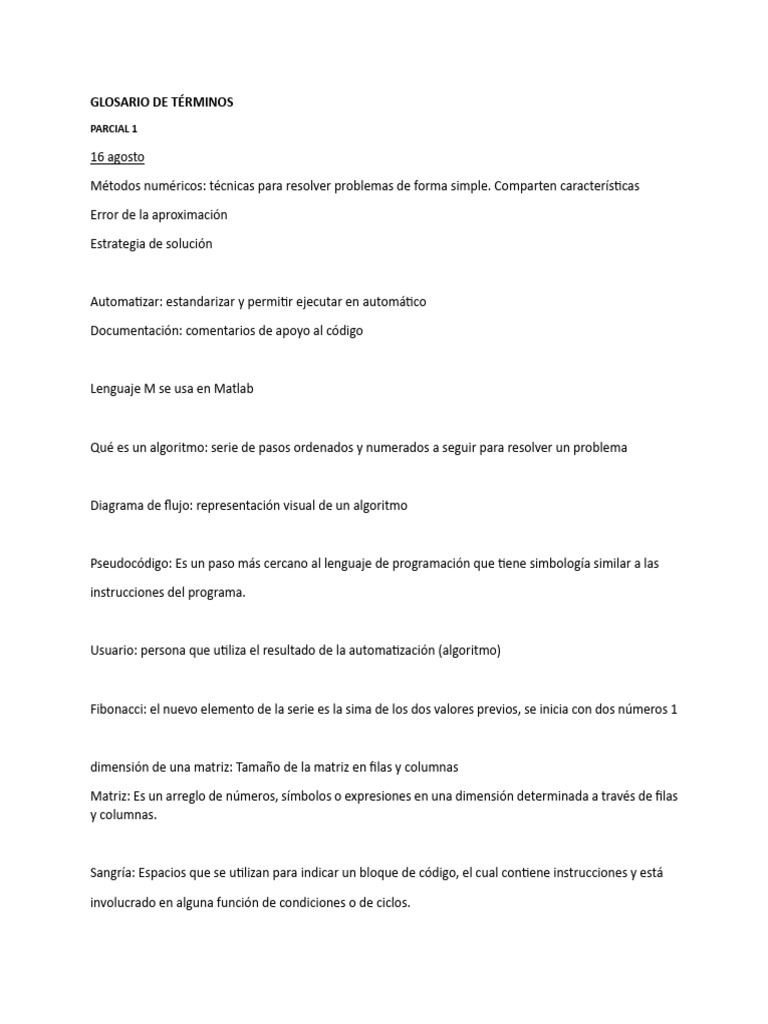 Glosario de Términos | PDF | Lenguaje de programación | Algoritmos