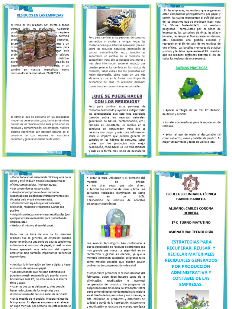 TRIPTICO | PDF | Residuos | Reciclaje