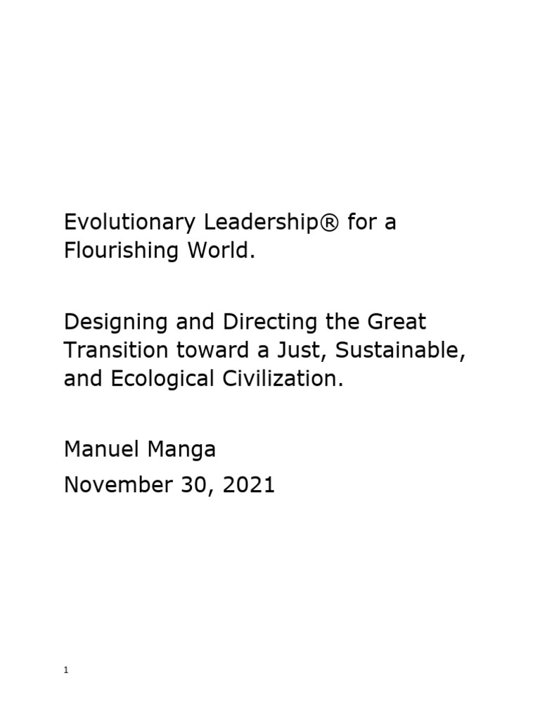 Evolutionary Leadership For A Flourishing World | PDF | Sustainability ...