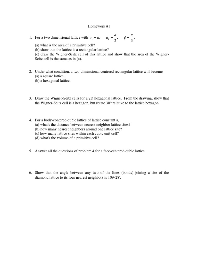 Lattice Geometry Homework | PDF | Teaching Methods & Materials | Science & Mathematics