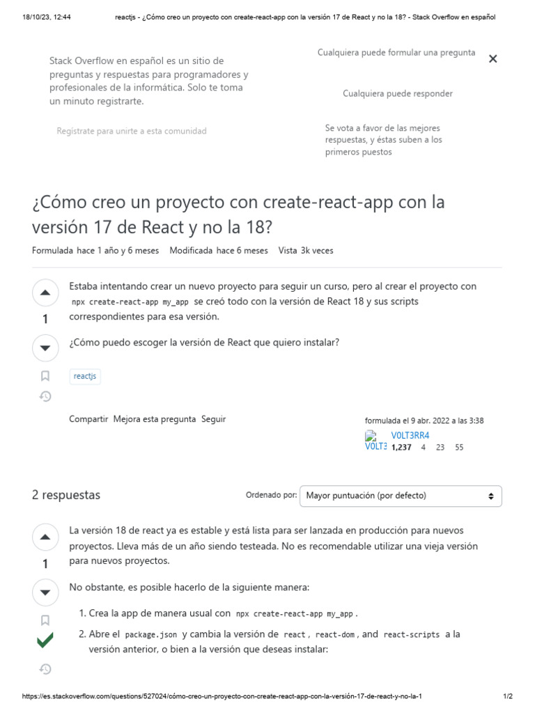 Reactjs - ¿Cómo Creo Un Proyecto Con Create-react-App Con La Versión 17 de React y No La 18 ...