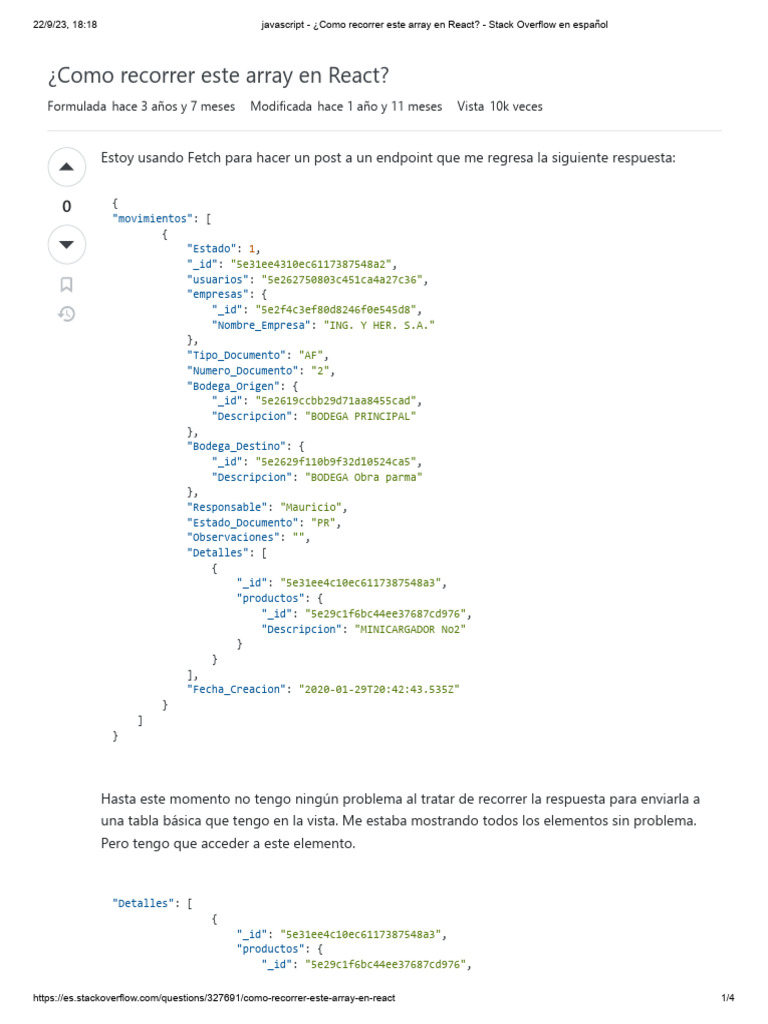 Javascript ¿como Recorrer Este Array En React Stack Overflow En