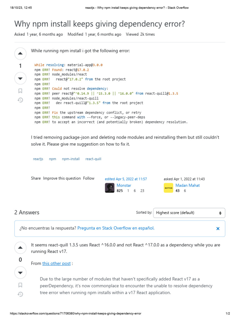 React Dependency Error Fix | PDF | Software Development | Computer Architecture
