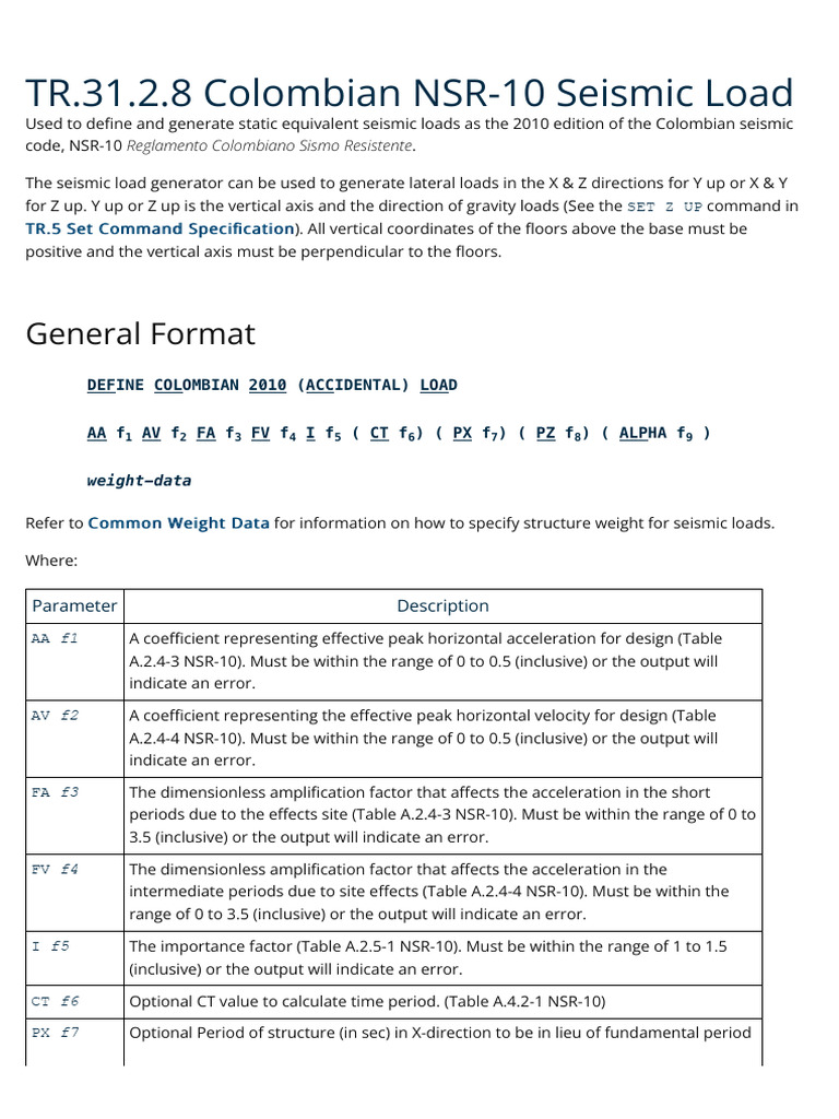 Colombian NSR-10 Seismic Load Guide | PDF | Applied And ...