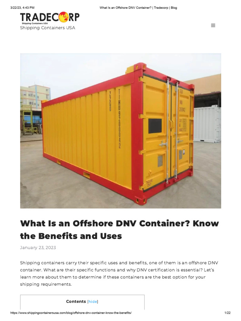 What Is An Offshore DNV Container - Tradecorp - Blog | PDF | Cargo