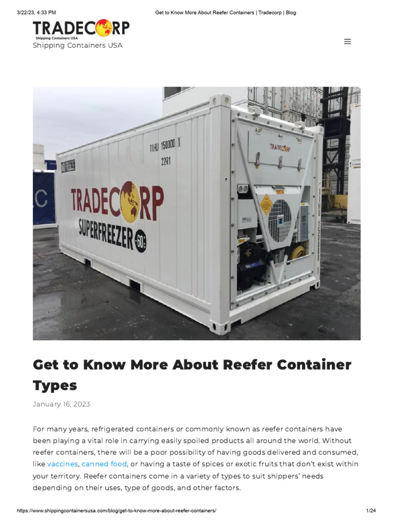 Get To Know More About Reefer Containers - Tradecorp - Blog | PDF ...