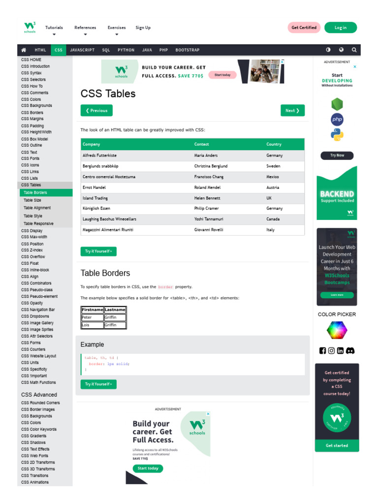 CSS Table Styling Guide | PDF | Java Script | Bootstrap (Front End Framework)